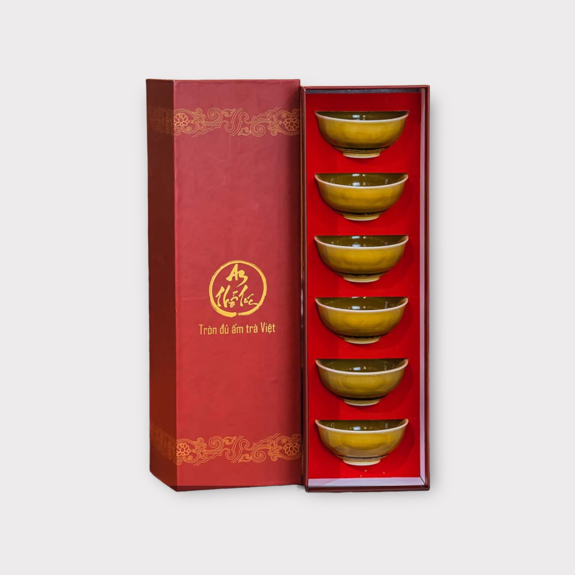 Bat Trang Vietnam – Premium Set of 6 Imperial Yellow Sand Porcelain Tea ...